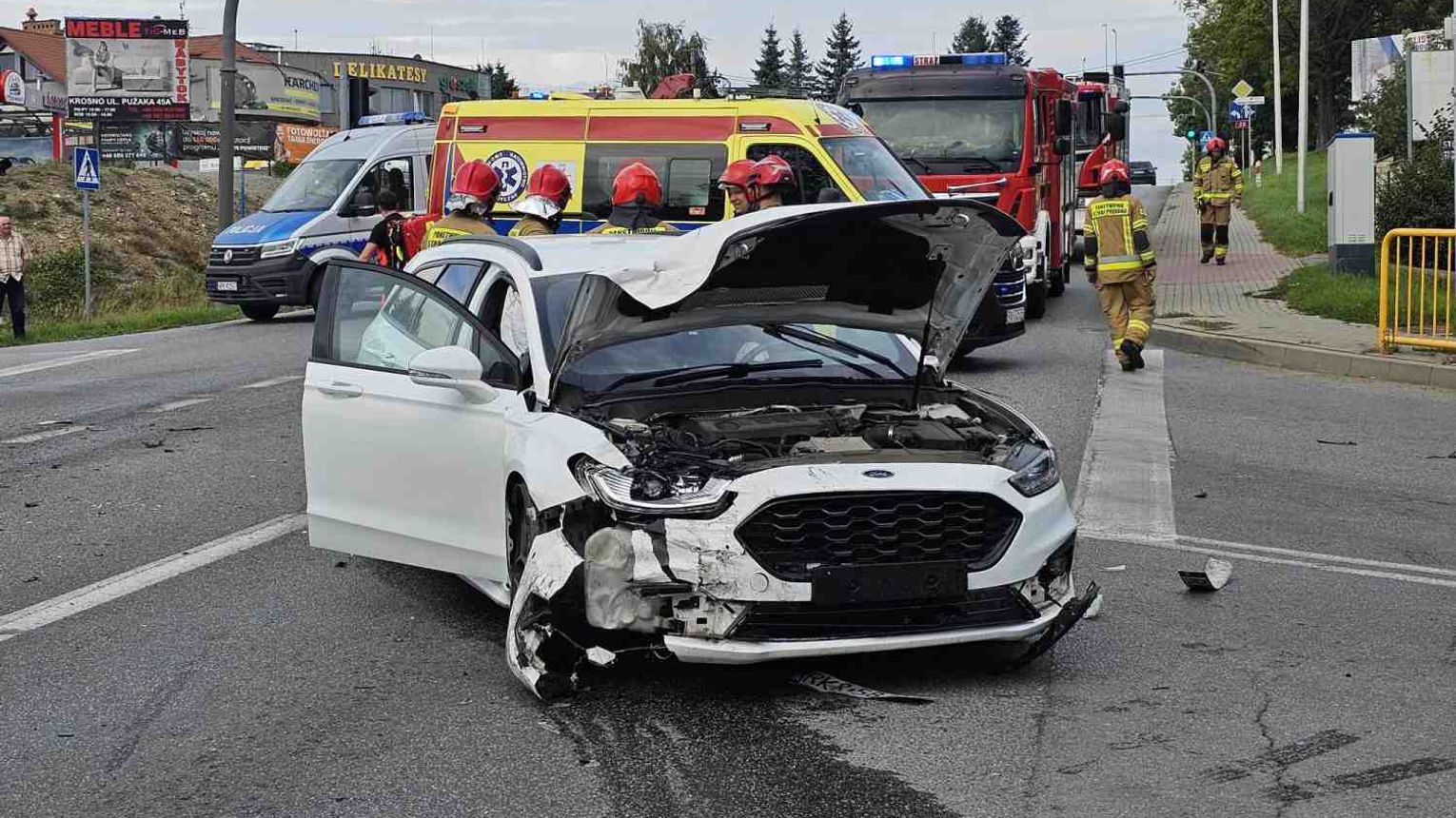 Wypadek samochodowy na Bieszczadzkiej w Krośnie