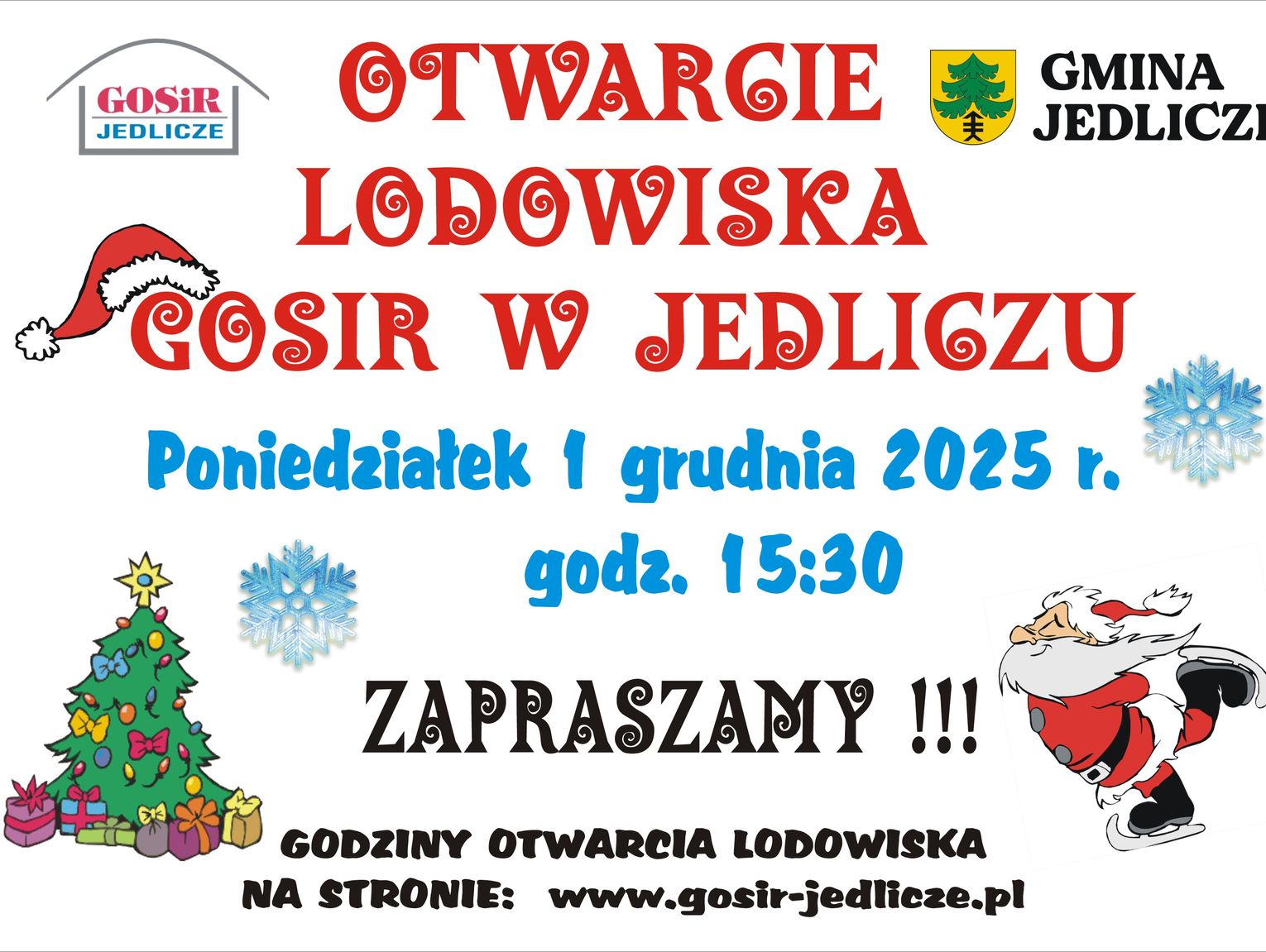 Otwarcie Lodowiska GOSiR w Jedliczu - 1 grudnia 2025